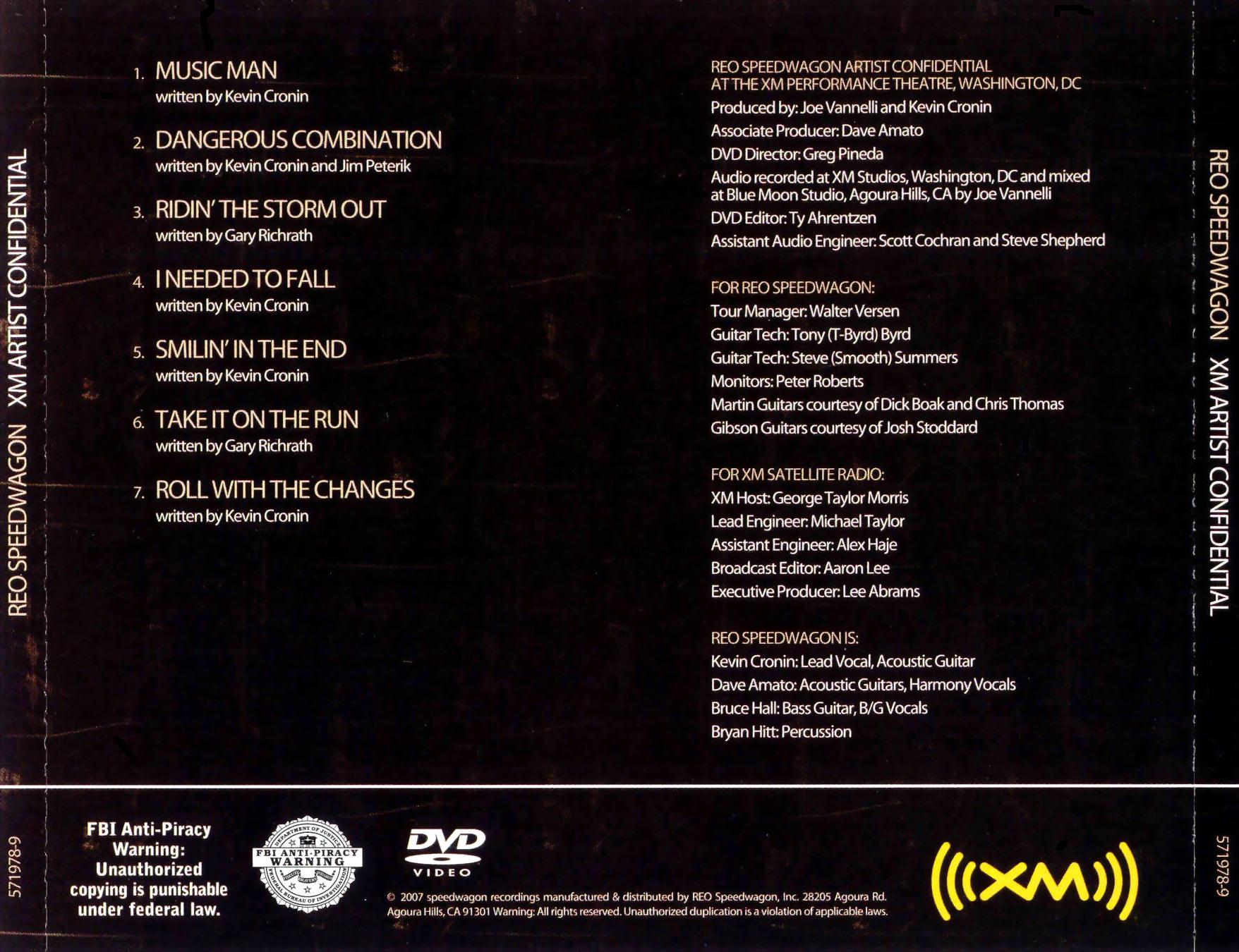 REO Speedwagon Live At XM : Back | DVD Covers | Cover Century | Over 1. ...
